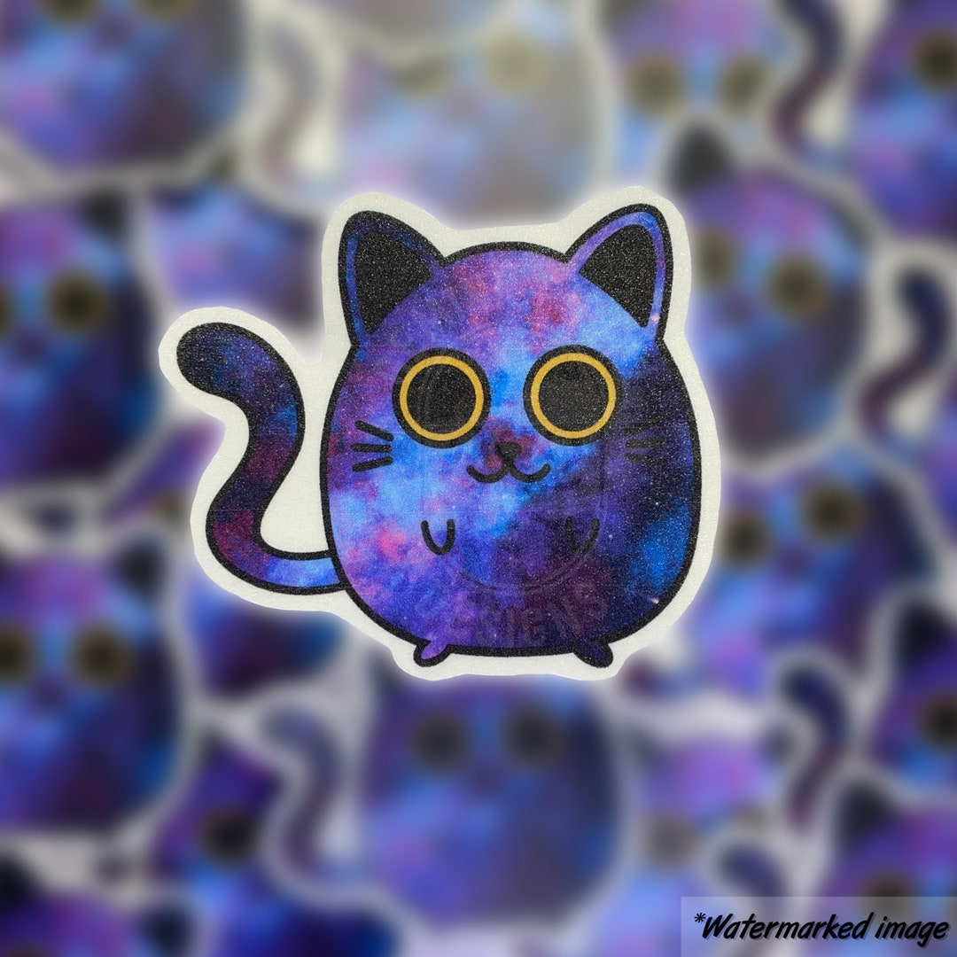 Space Cat Sticker Matte or Glossy Water Resistant Vinyl Sticker, Galaxy ...
