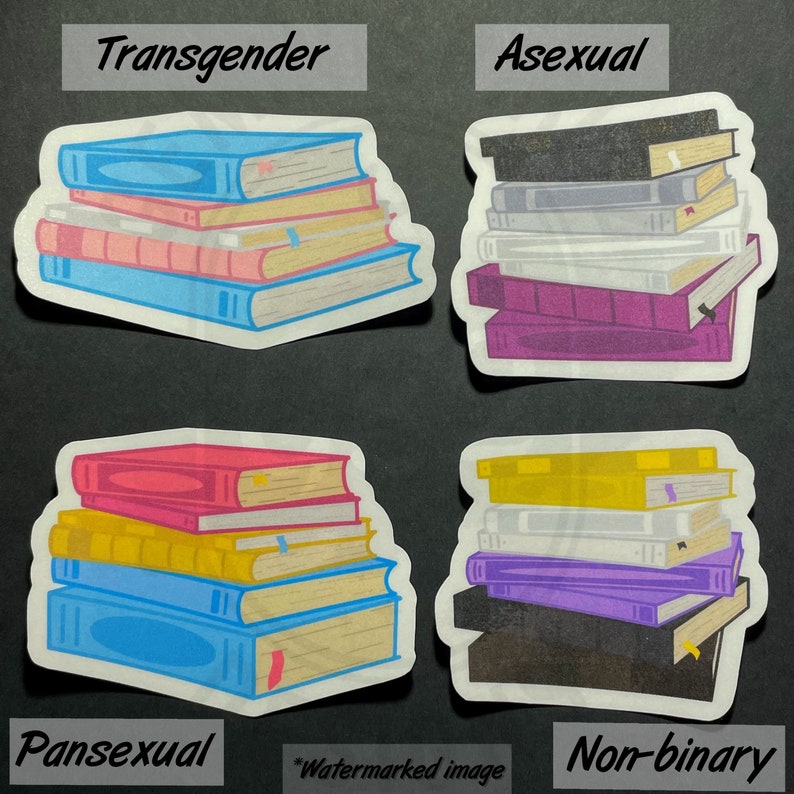 LGBTQ Pride Book Stack Stickers Glossy Water Resistant Vinyl Sticker ...