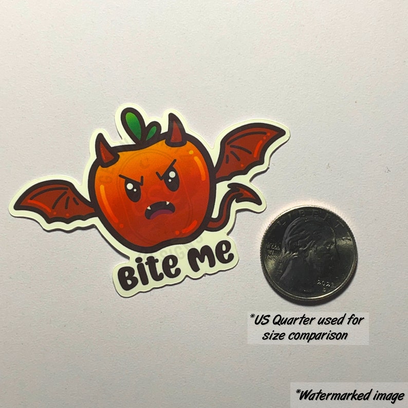 Bite Me Devil Demon Apple Sticker Glossy Water Resistant - Etsy