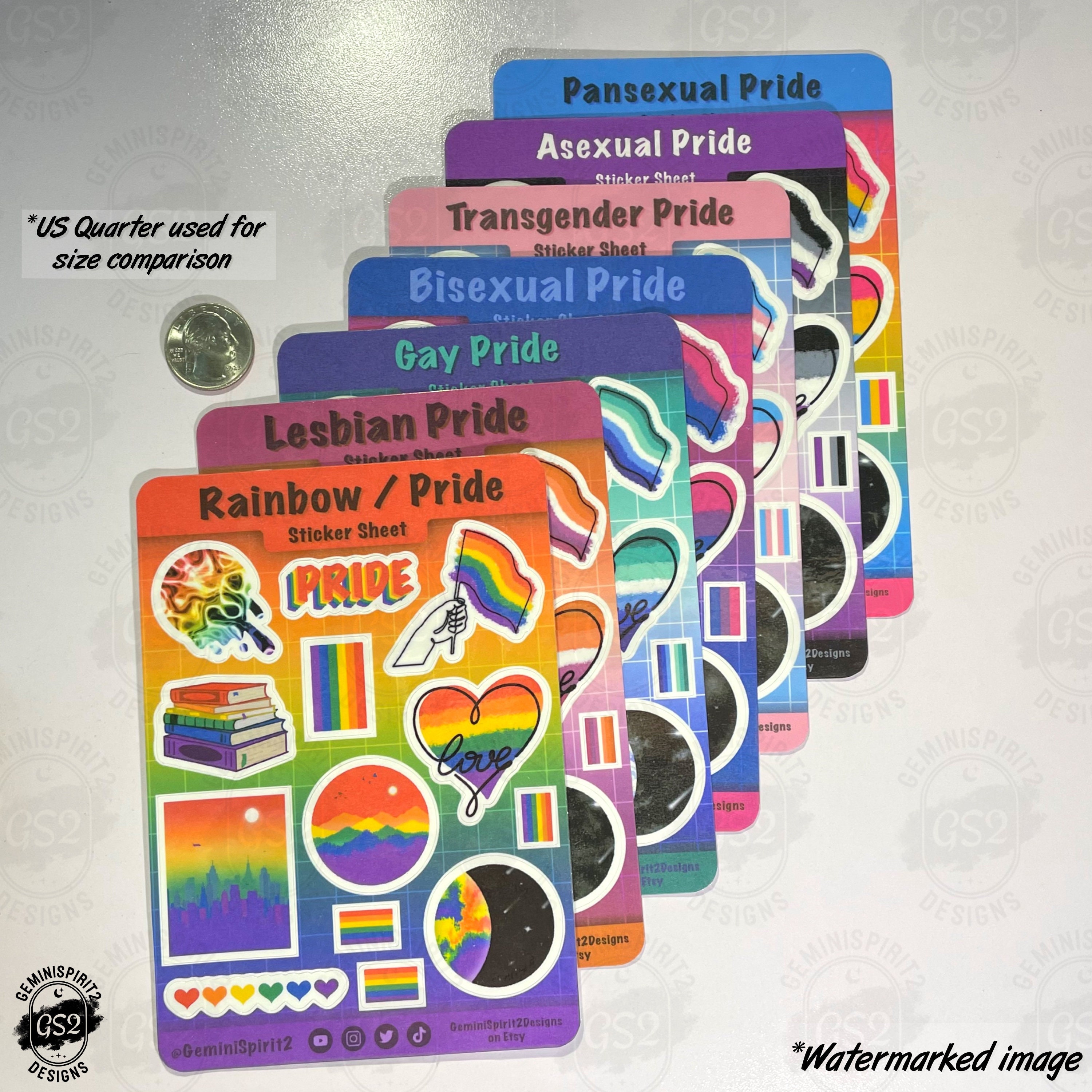 LGBTQ Pride Sticker Sheets Glossy Water Resistant Vinyl Stickers ...