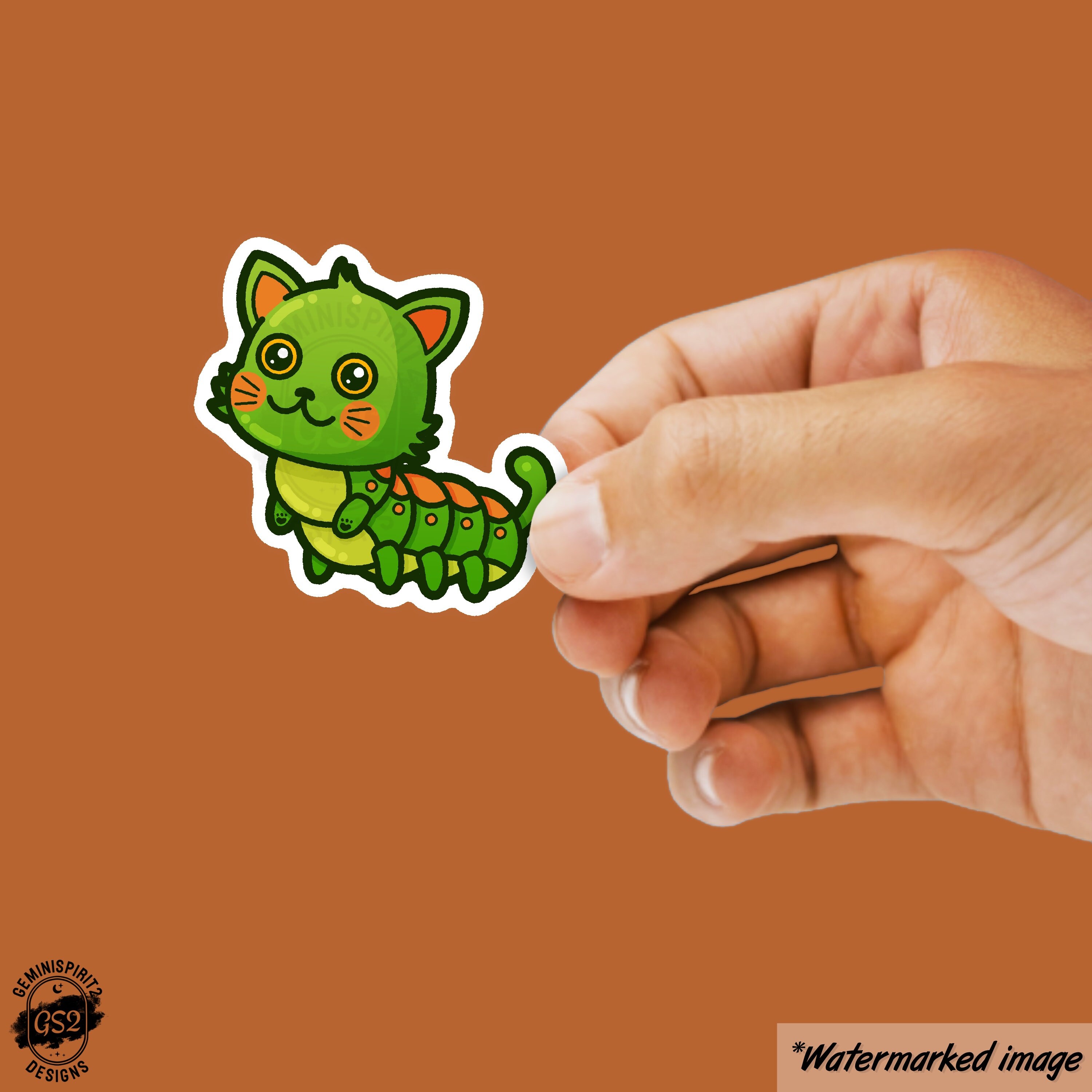 Caterpillar Sticker Glossy and Sparkle Holographic Water Resistant ...