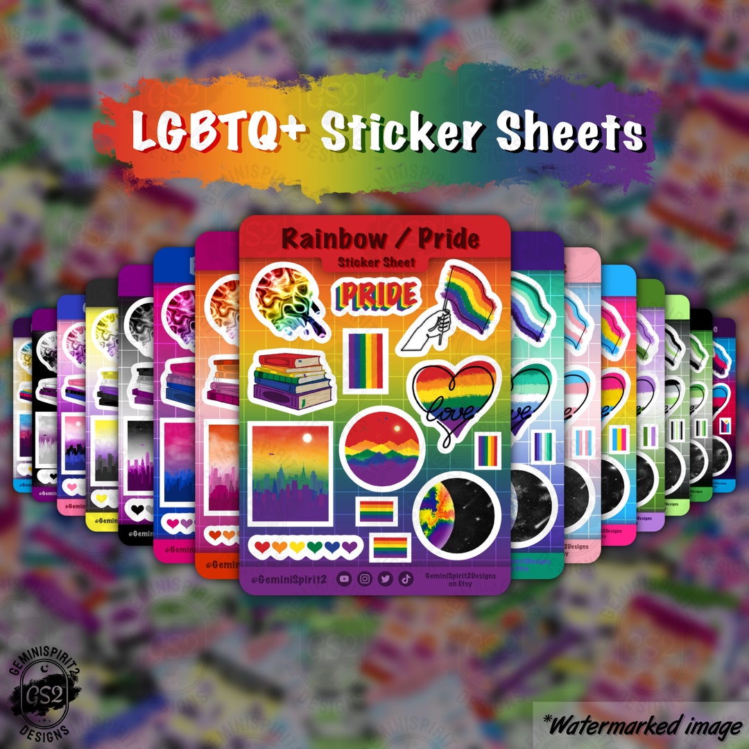 LGBTQ+ Pride Sticker Sheets - Glossy Water Resistant Vinyl Stickers ...
