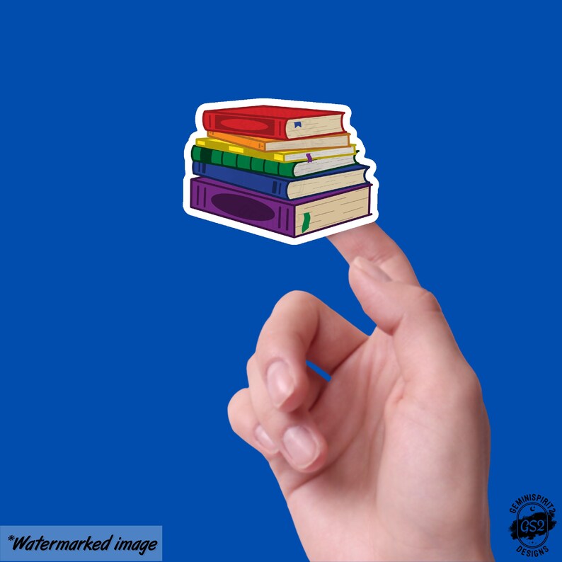 LGBTQ Pride Book Stack Stickers Glossy Water Resistant Vinyl Sticker ...