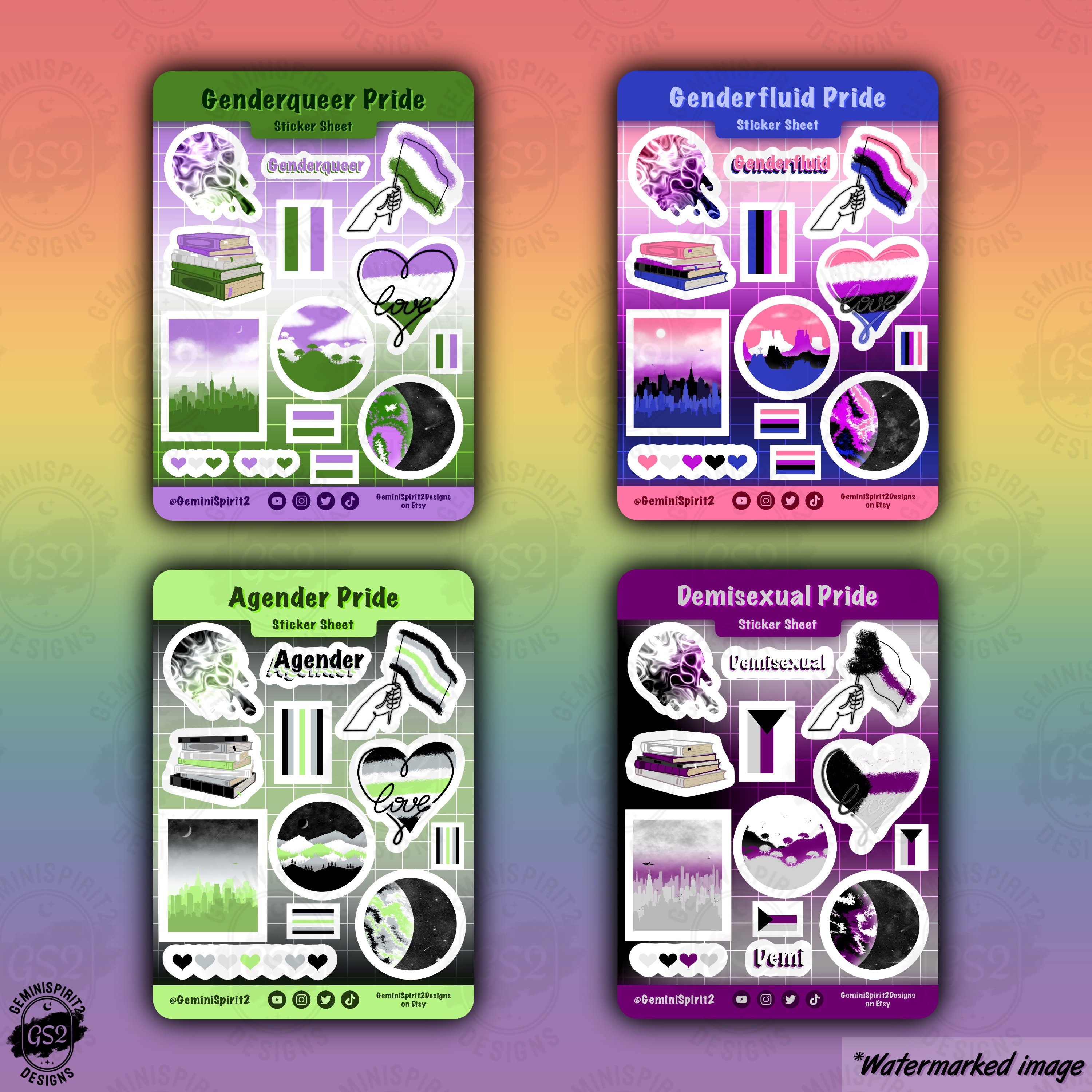 LGBTQ Pride Sticker Sheets Glossy Water Resistant Vinyl Stickers ...