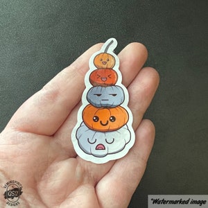 Halloween Kawaii Pumpkin Stack Sticker - Glossy Waterproof Vinyl ...