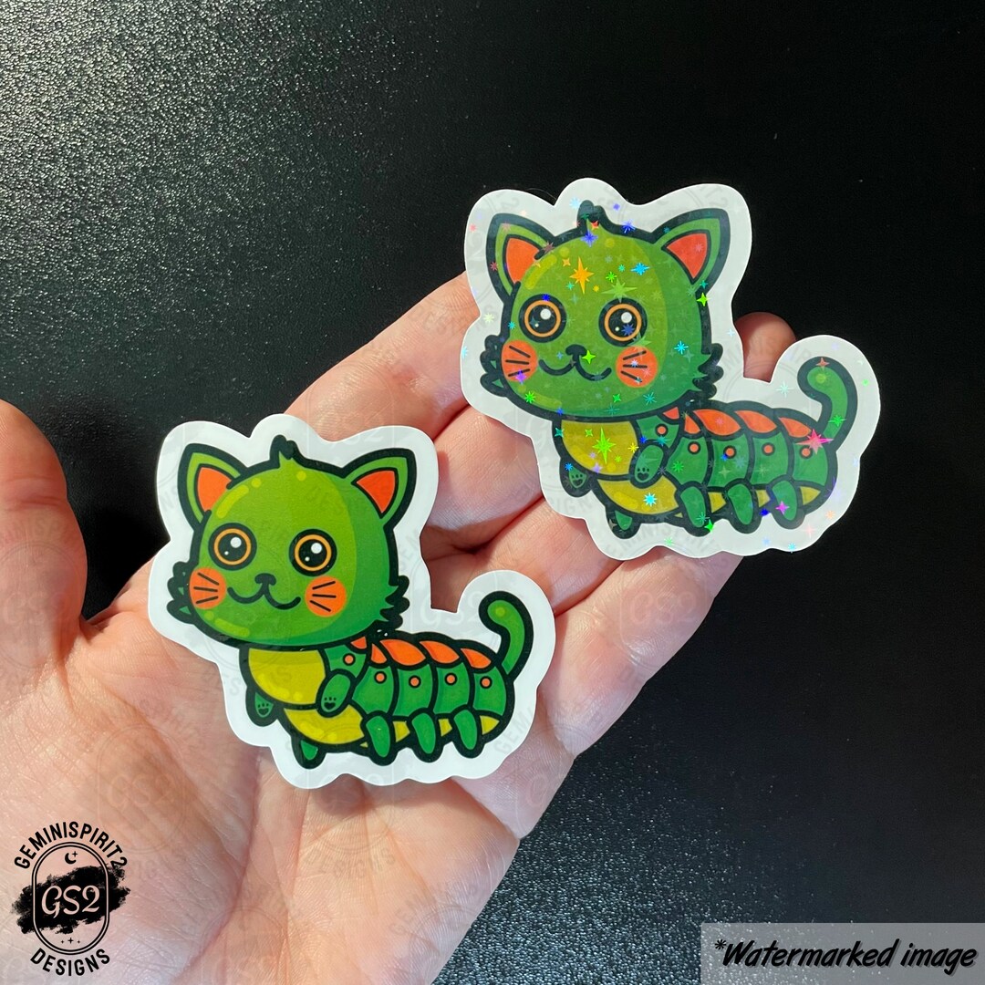 Caterpillar Sticker - Glossy and Sparkle Holographic Waterproof Vinyl ...