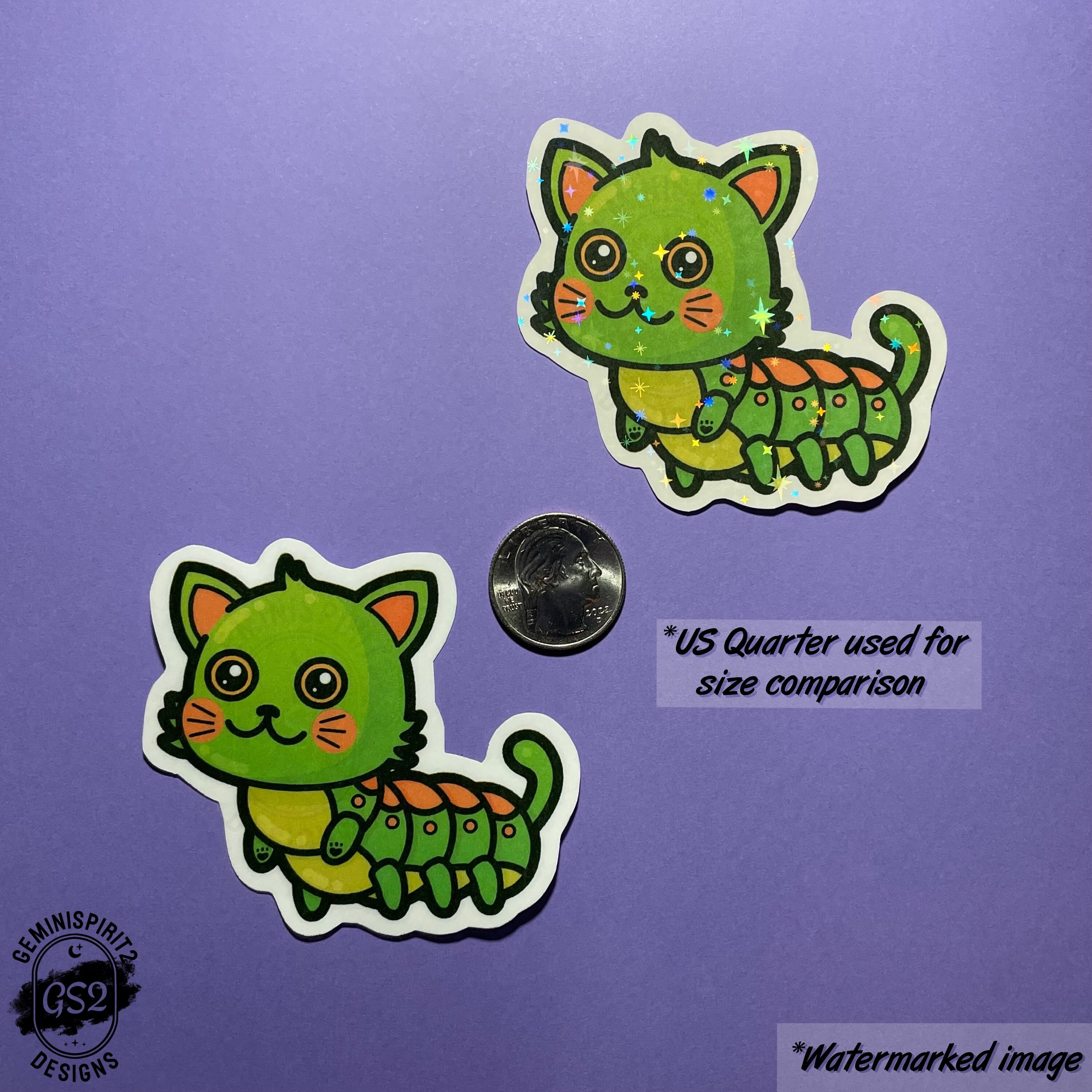 Caterpillar Sticker Glossy and Sparkle Holographic Water Resistant ...