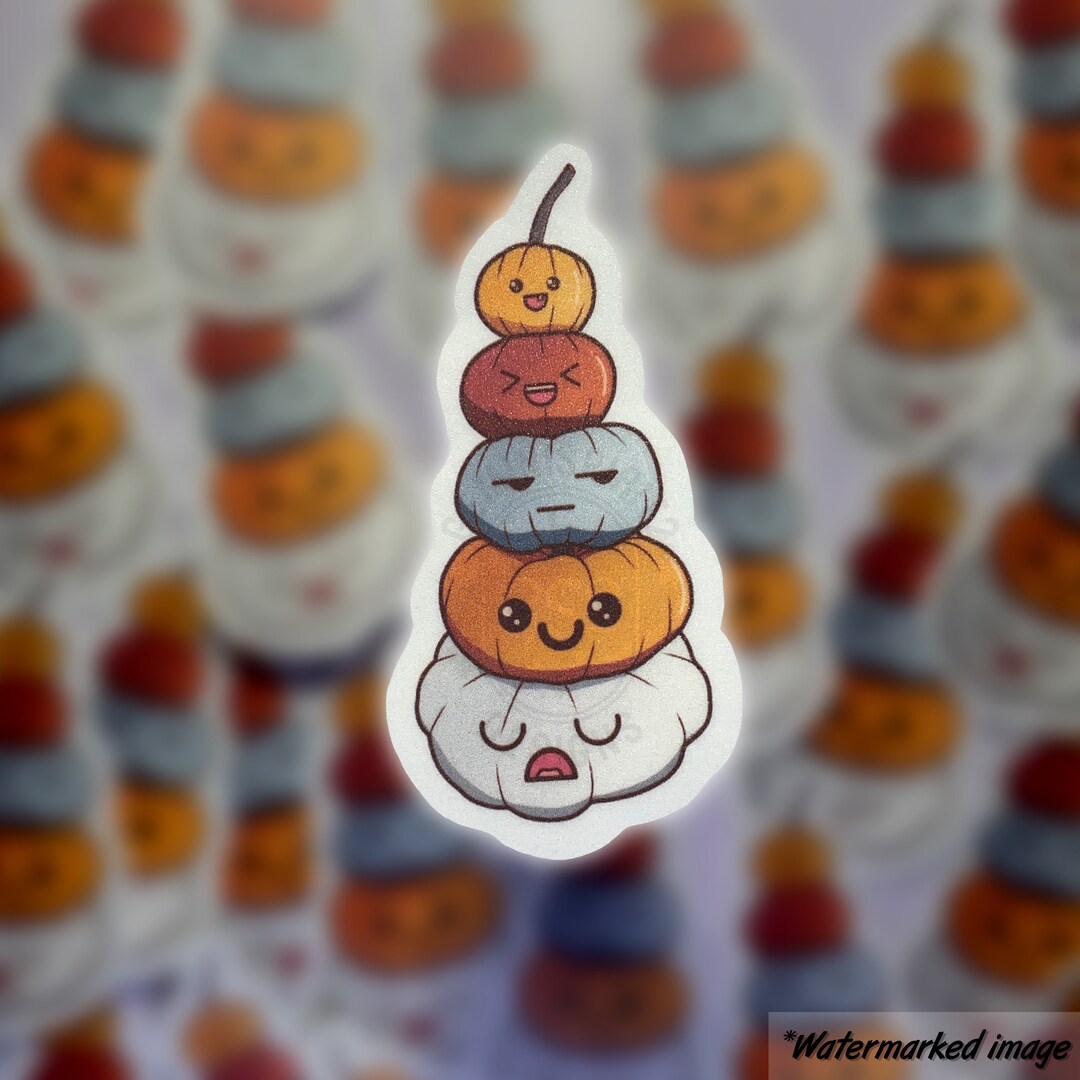 Halloween Kawaii Pumpkin Stack Sticker Matte and Glossy - Etsy