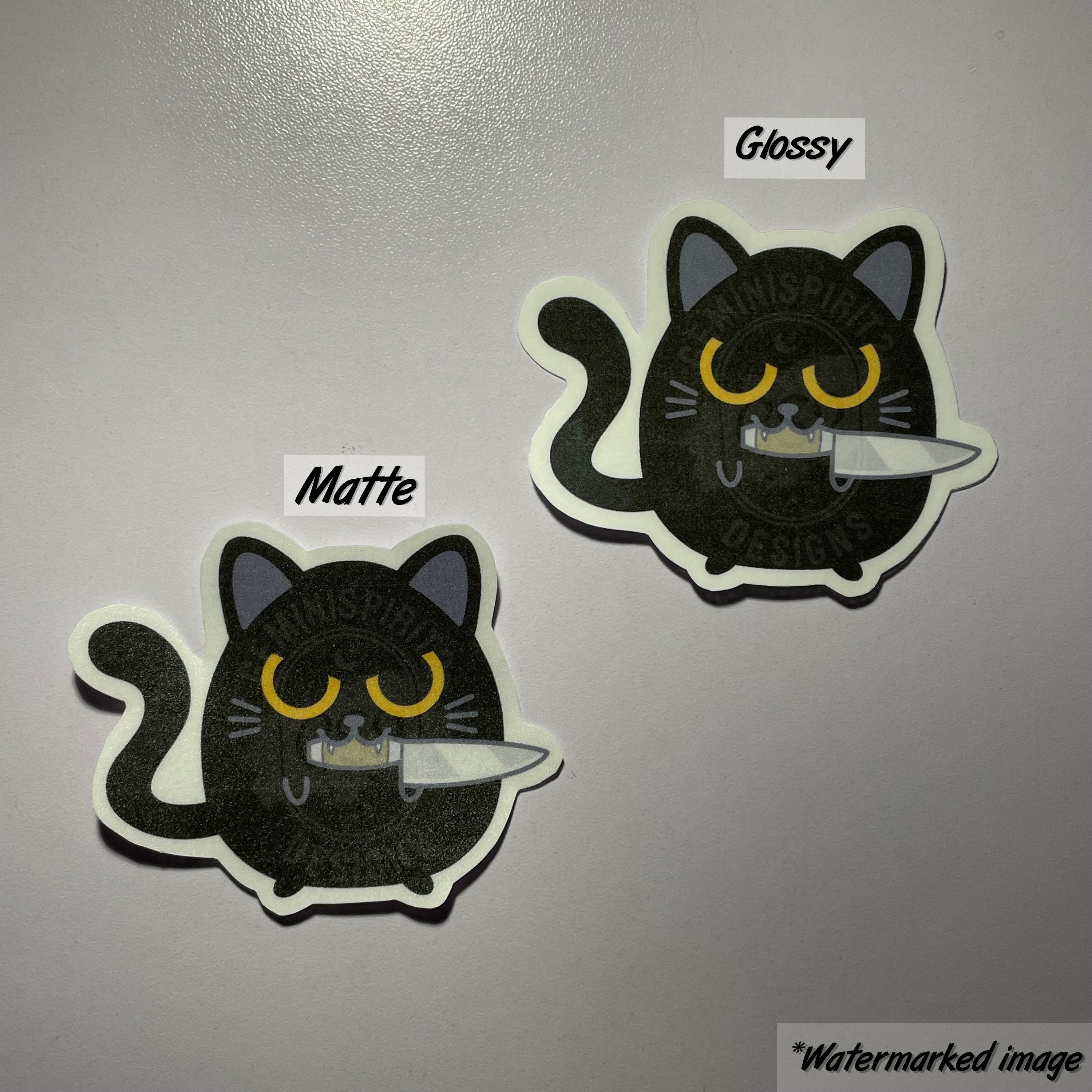 Danger Knife Cat Sticker Matte and Glossy Water Resistant Vinyl Sticker ...