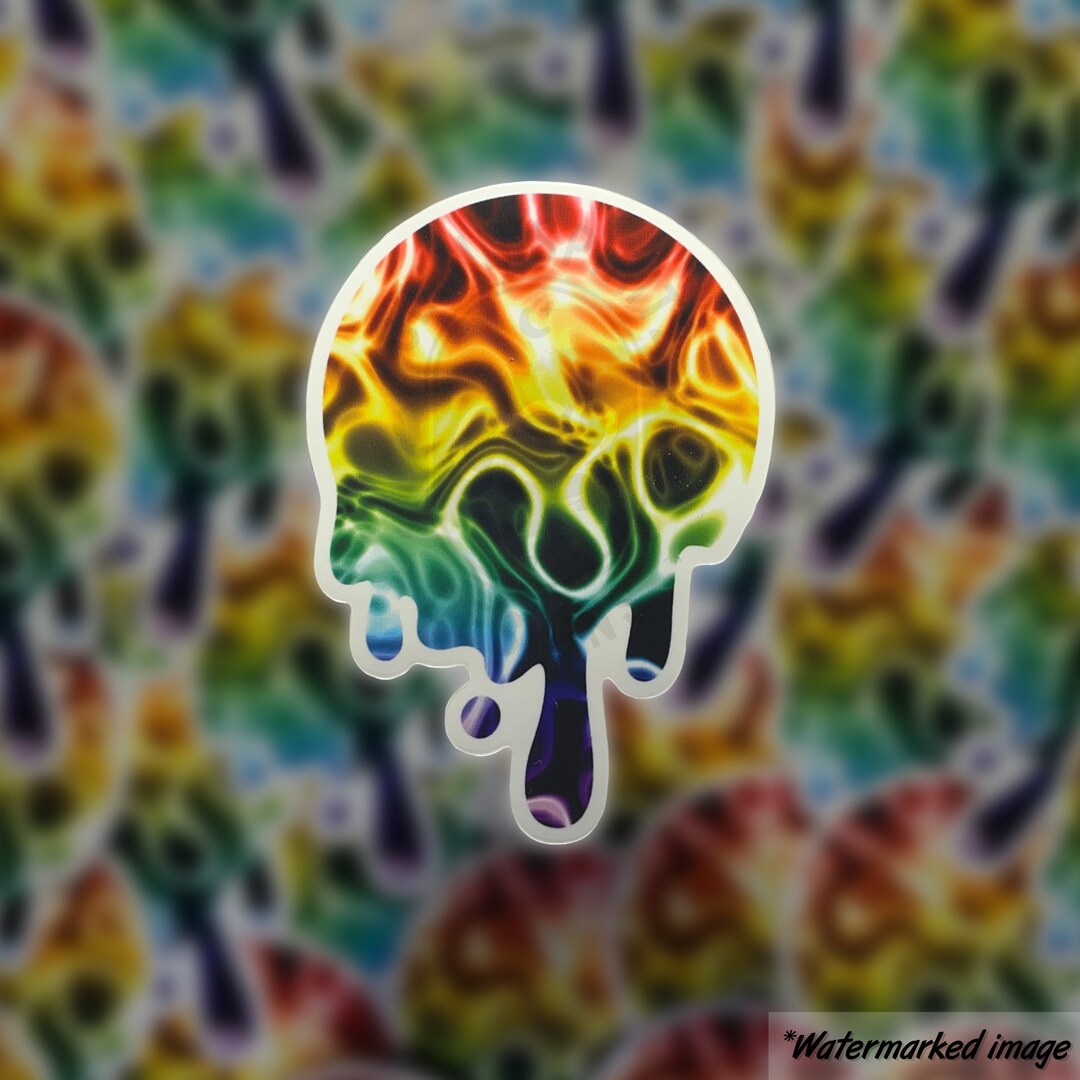 Rainbow Abstract Drip Sticker - Glossy Vinyl Sticker, Waterproof ...