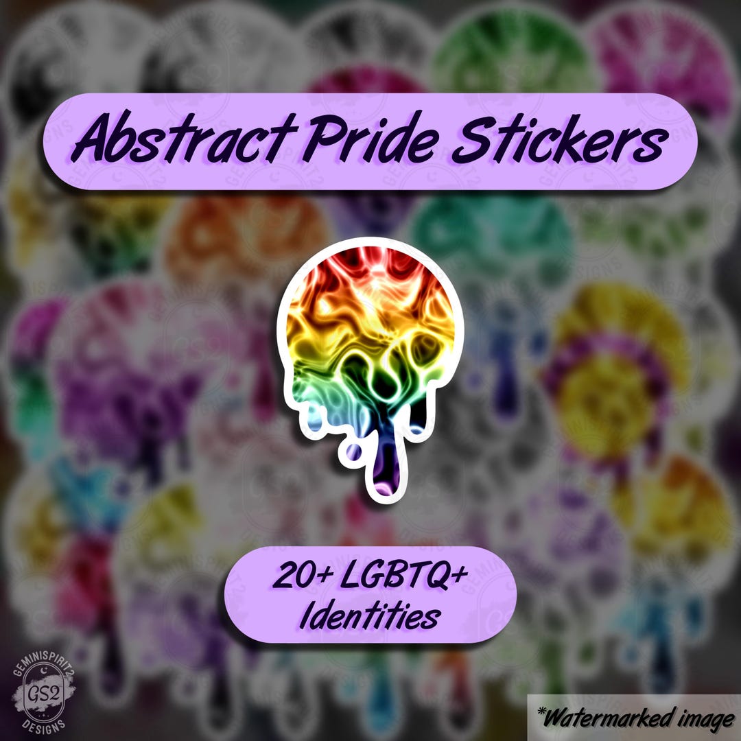 LGBTQ+ Abstract Pride Drip Stickers - Glossy Waterproof Vinyl Sticker ...