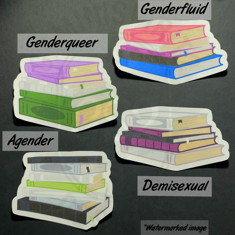 LGBTQ Pride Book Stack Stickers Glossy Water Resistant Vinyl Sticker ...