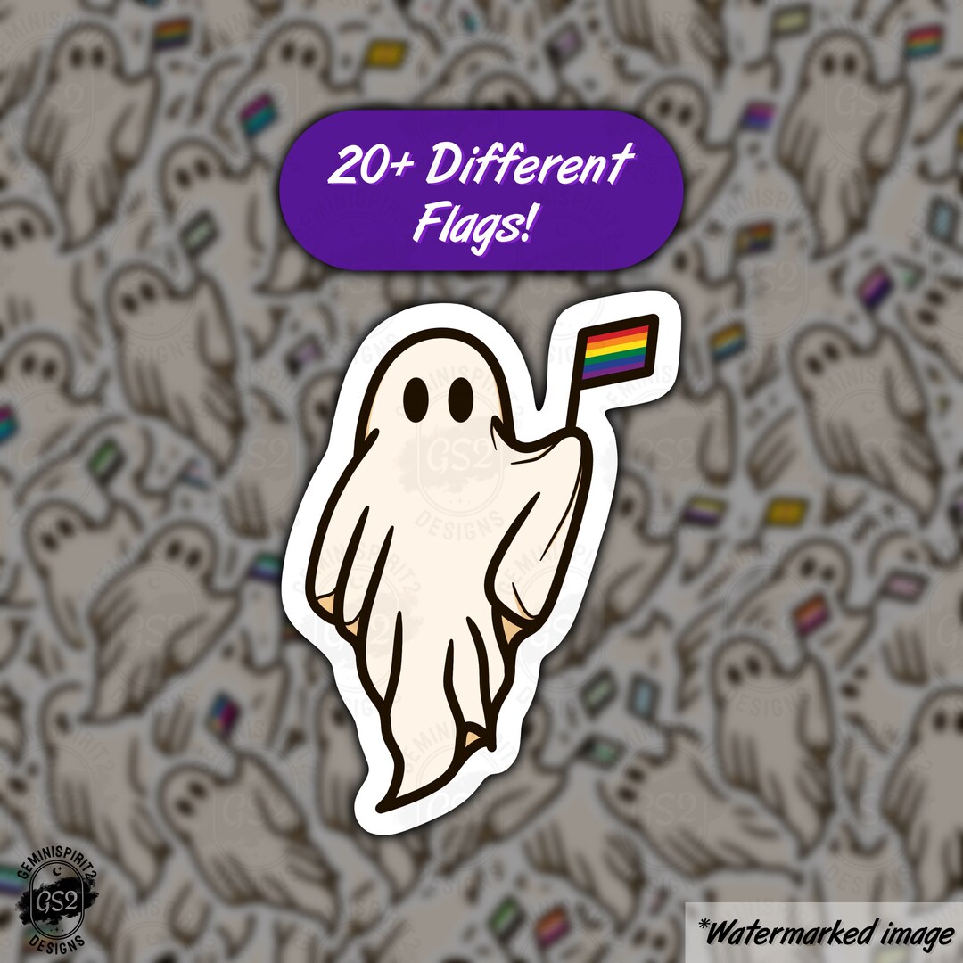 LGBTQ+ Pride Ghost Stickers - Glossy Waterproof Vinyl Sticker ...