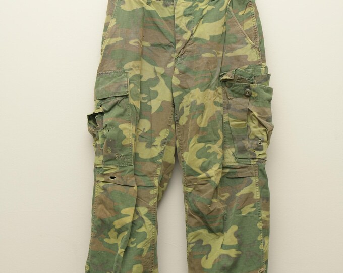 DAMAGED 1969 Vintage Vietnam War Era ERDL Green Dominant Trousers Size ...