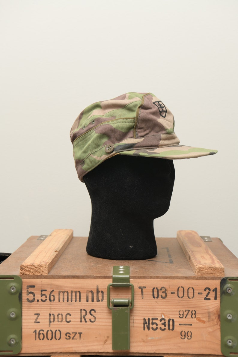 Vintage 1990s Slovak Army Woodland Camo Army Field Cap Size 57 Military ...