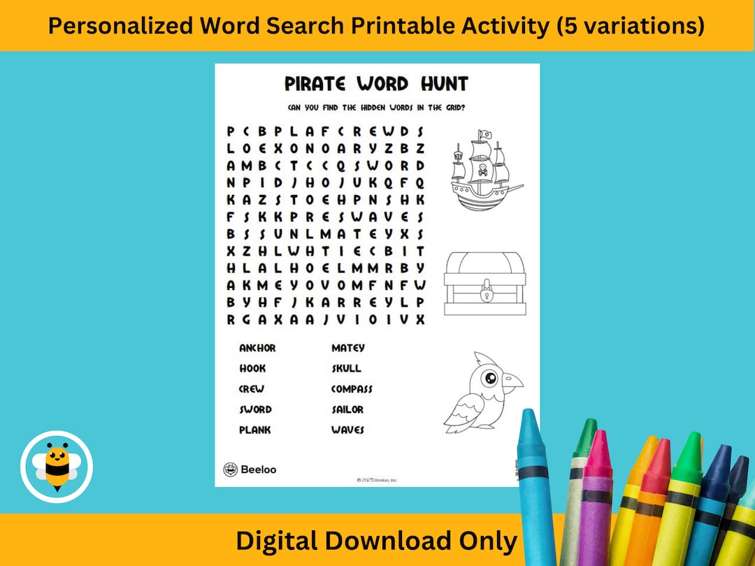 Personalized Word Search Printable Activity 5 Variations - Etsy