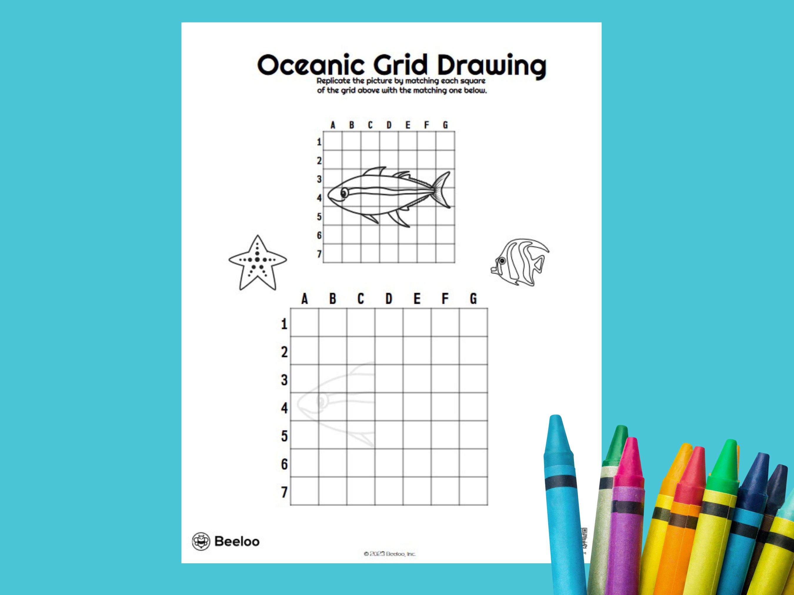 Simple Grid Drawing Printable Activity Pack for Kids Ages 4-6 - Etsy