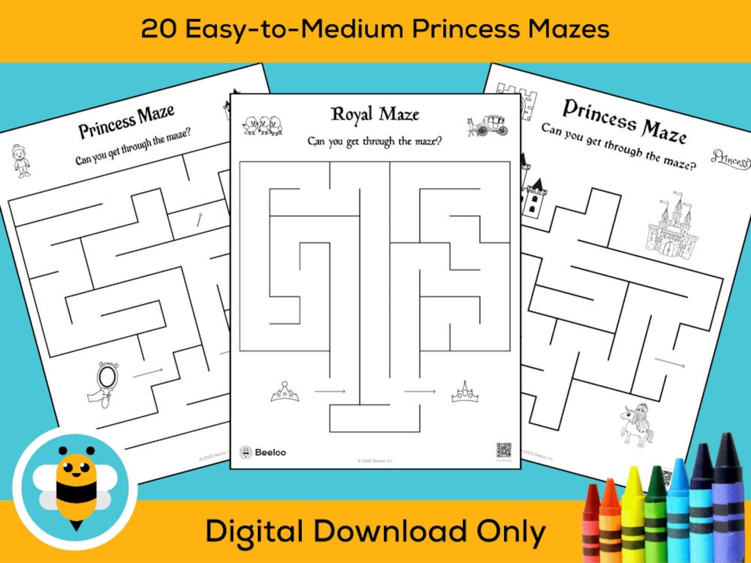 20 Easy-to-medium Princess Mazes - Etsy