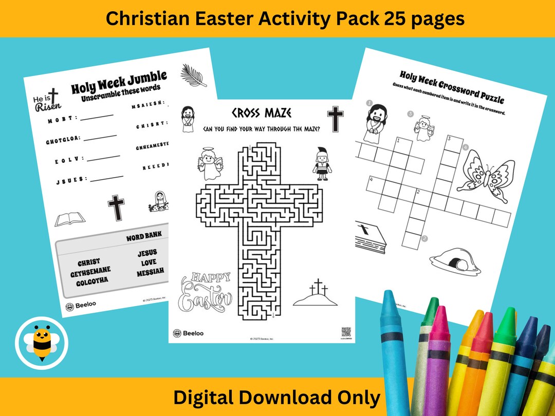 Christian Easter Printable Activity Packet Ages 5-9 - Etsy UK