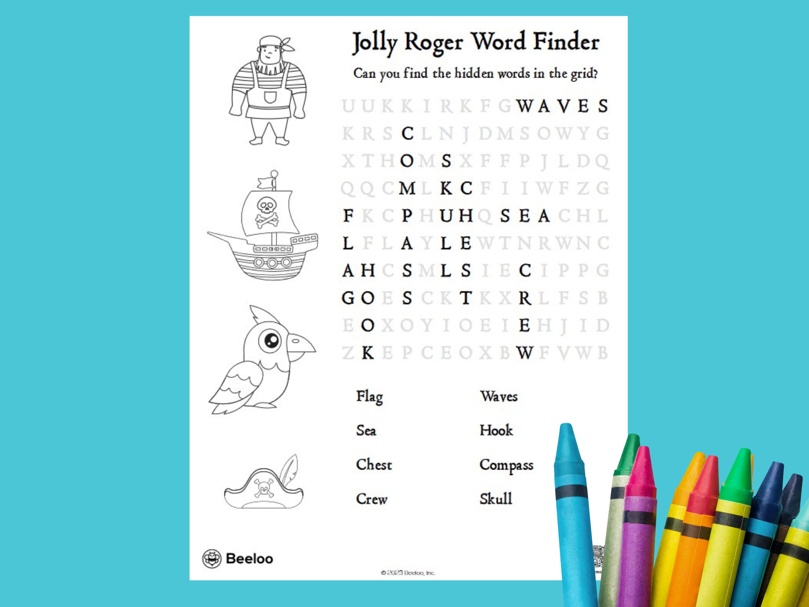 Pirate Themed Word Search, Word Scramble, Crossword Puzzle Printable ...