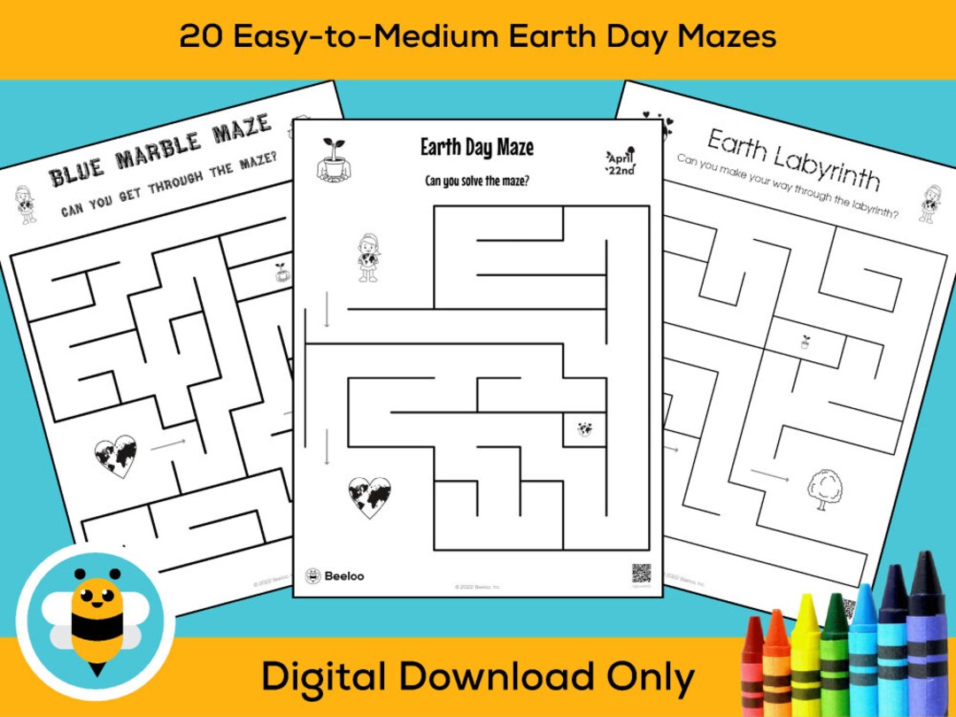 20 Easy-to-medium Earth Day Mazes - Etsy
