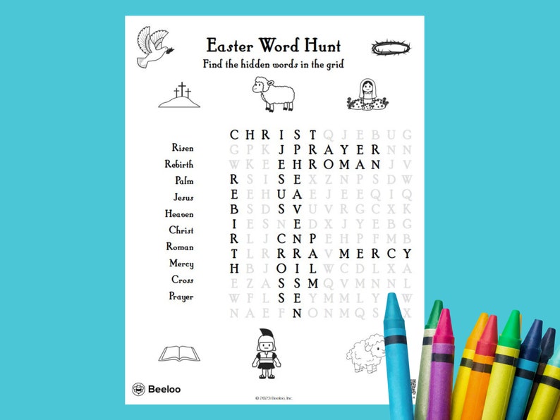 Sunday School or Church Christian Easter Word Search, Word Scramble ...