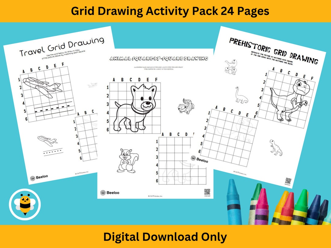 Simple Grid Drawing Printable Activity Pack for Kids Ages 4-6 - Etsy