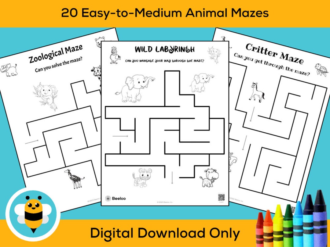 20 Easy-to-medium Animal Mazes - Etsy