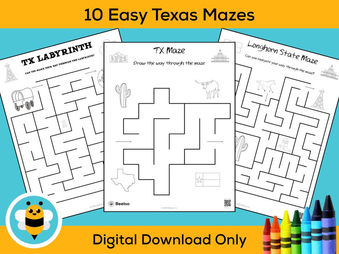 10 Easy Texas Mazes - Etsy