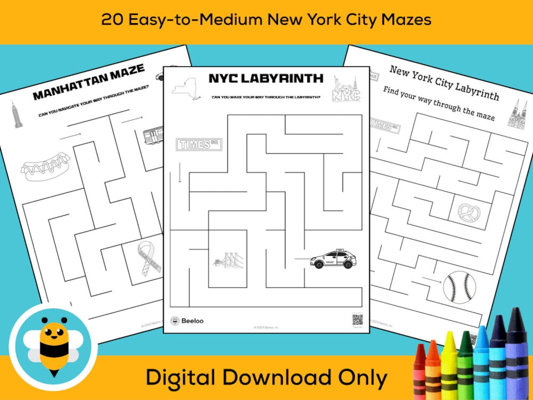 20 Easy-to-medium New York City Mazes - Etsy