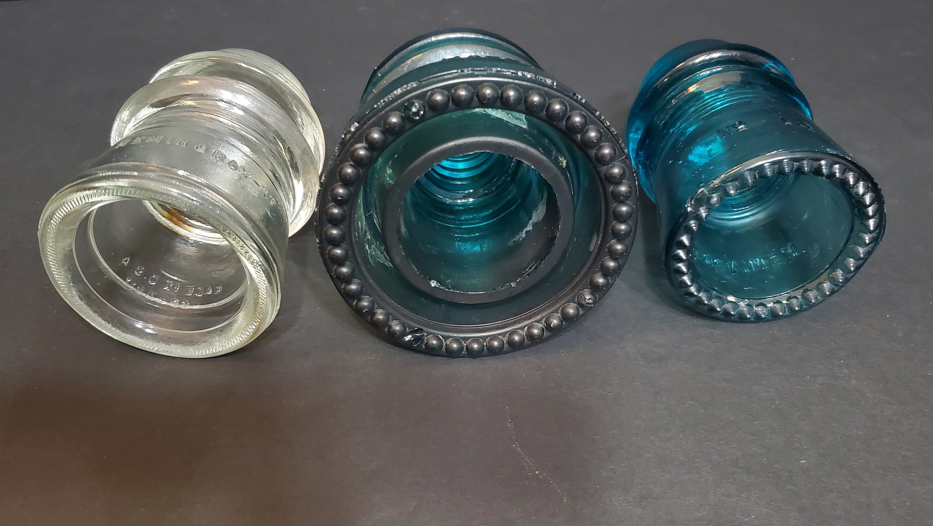 Hemingray Glass Insulator Set of 3. Vintage Glass Insulators. Hemingray ...