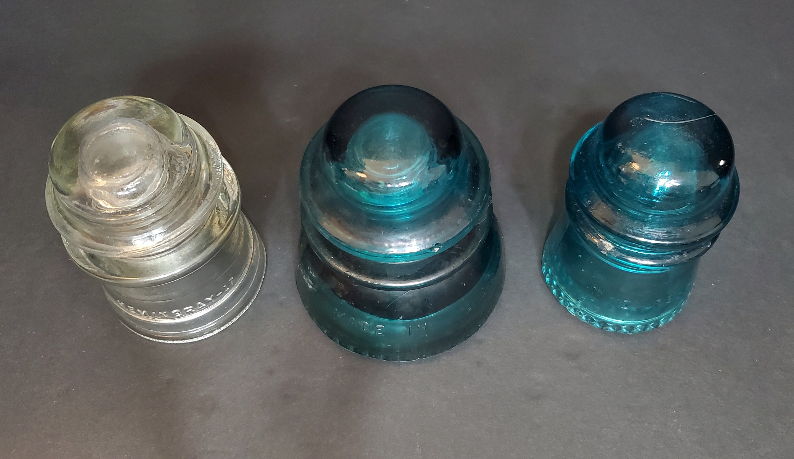 Hemingray Glass Insulator Set of 3. Vintage Glass Insulators. Hemingray ...