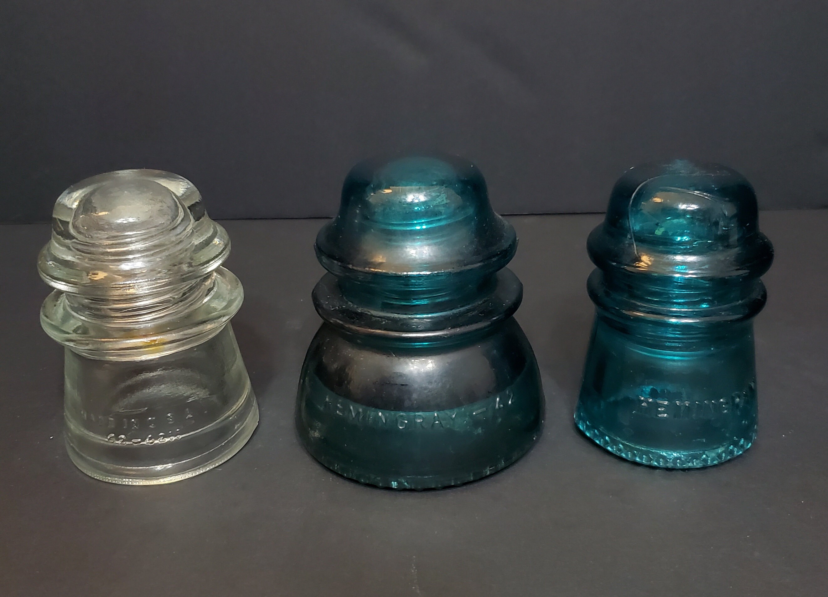 Hemingray Glass Insulator Set of 3. Vintage Glass Insulators. Hemingray ...