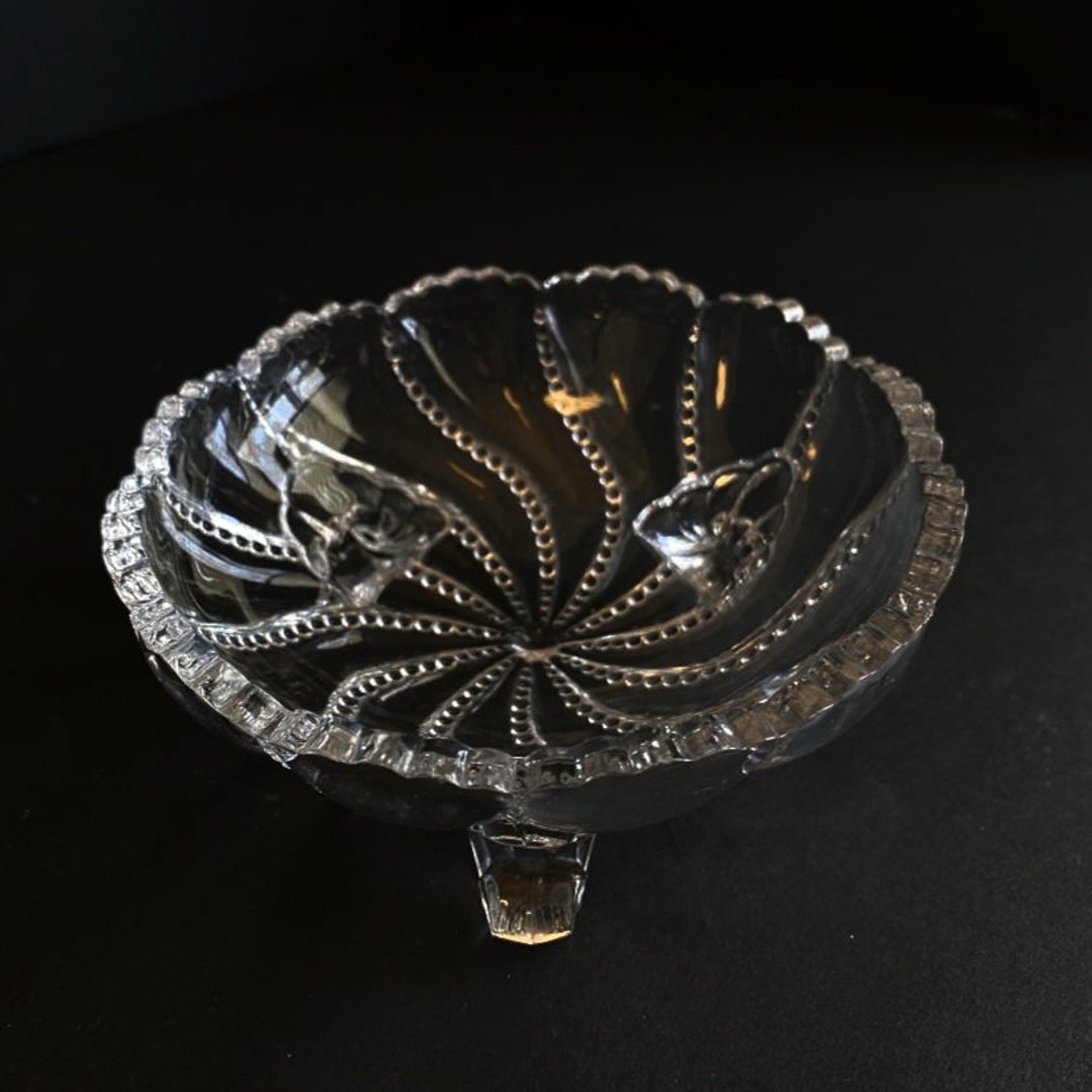 Vintage Three-footed Glass Dish - Etsy