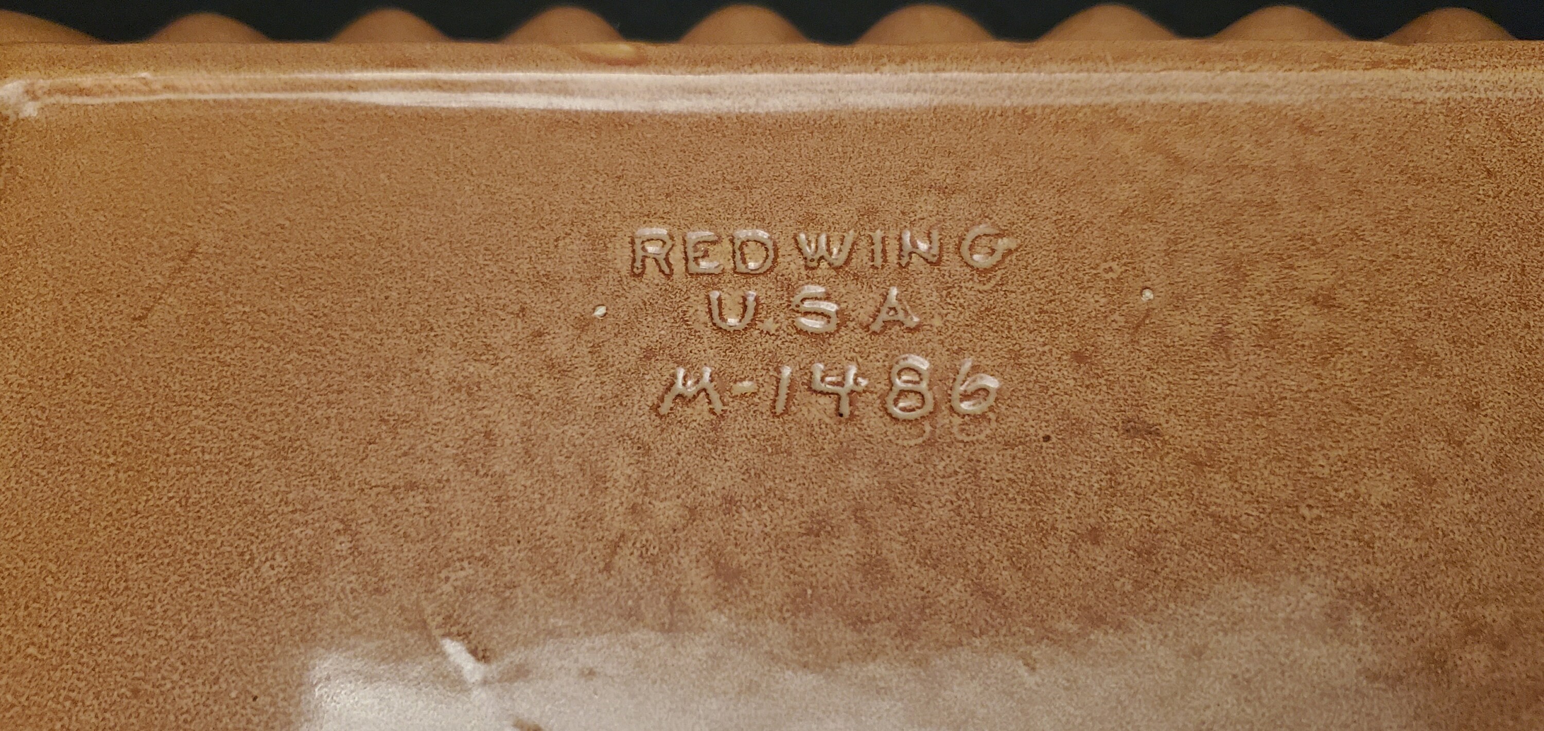 Red Wing Pottery USA Vintage MCM Brown Rectangular Ruffled Edge Dish M ...