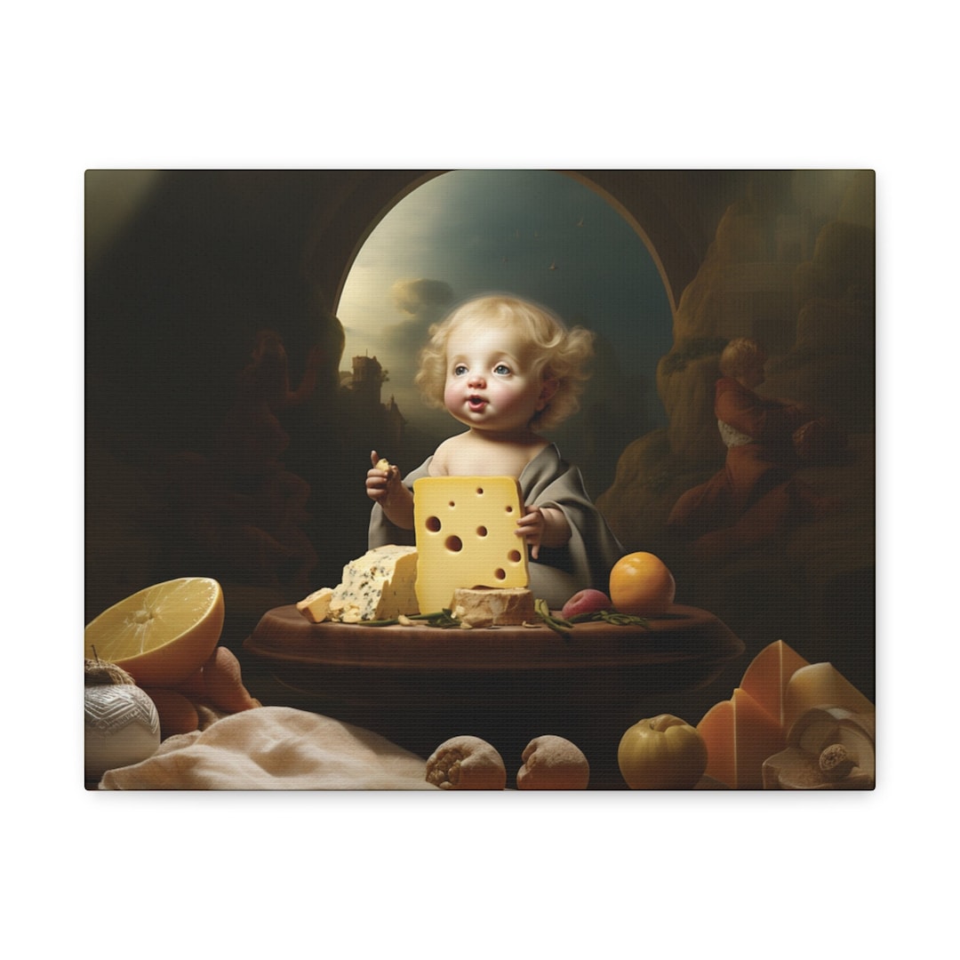 Holy Baby Jesus Cheesus: the Divine Cheeseboard Canvas Gallery Wraps - Etsy