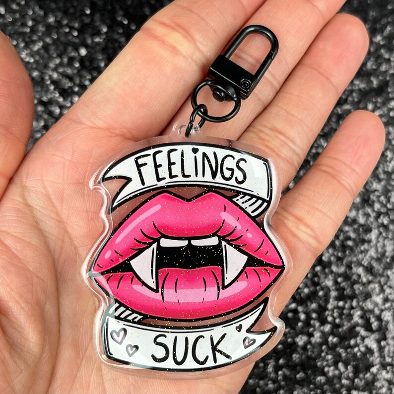 Feelings Suck, Vampire Kiss, Vampire Keychain, Vampire Charm, Lips ...