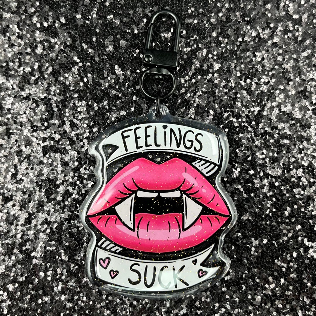 Feelings Suck, Vampire Kiss, Vampire Keychain, Vampire Charm, Lips ...