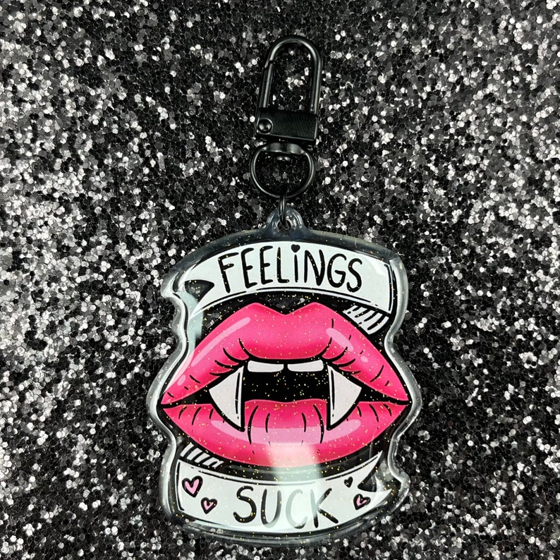 Feelings Suck, Vampire Kiss, Vampire Keychain, Vampire Charm, Lips ...