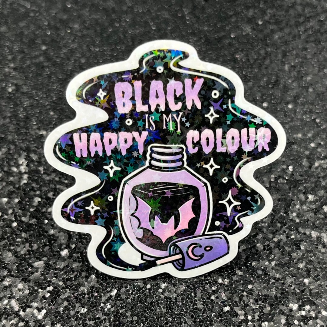Black is My Happy Color, Nail Polish Sticker, Nail Polish, Goth Sticker ...