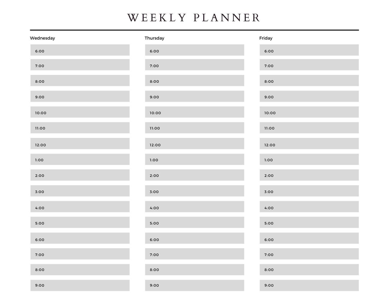 Weekly Planner Printable, Hourly Planner, Weekday and Weekend, Time ...