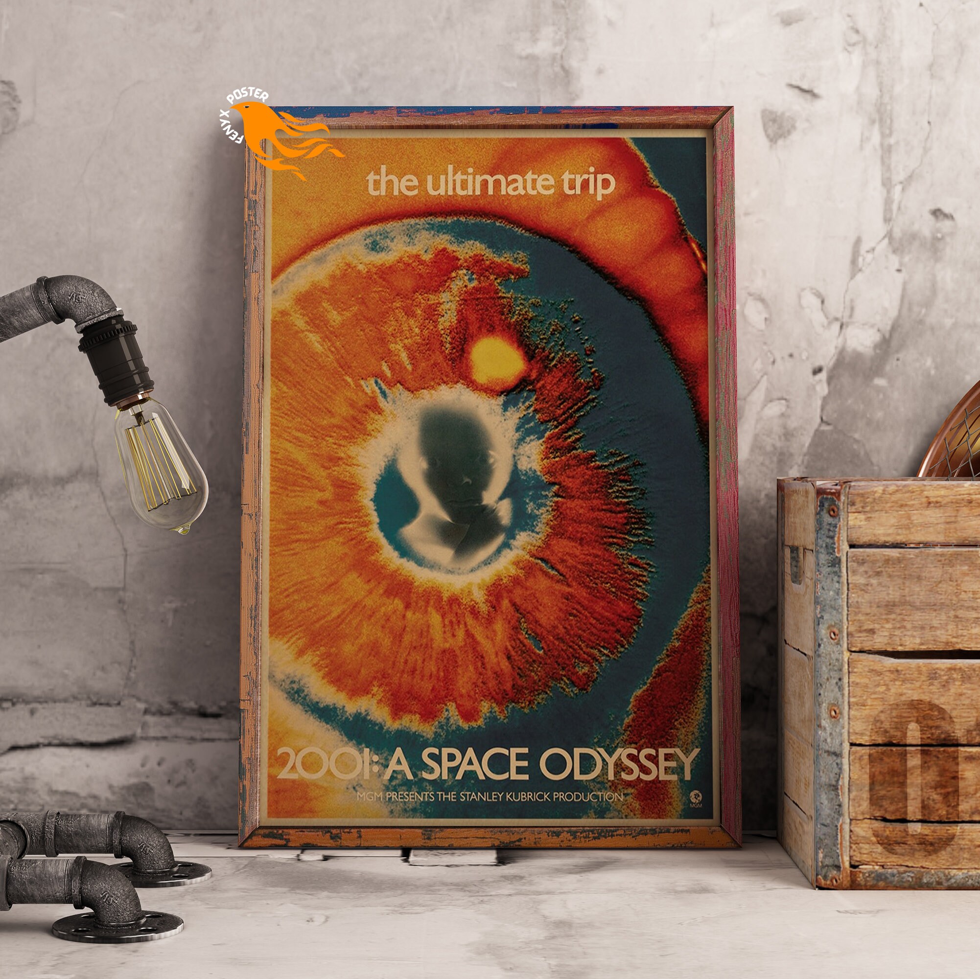 2001: A Space Odyssey Retro Poster, Kraft Paper Print, Movie Wall Art Gift