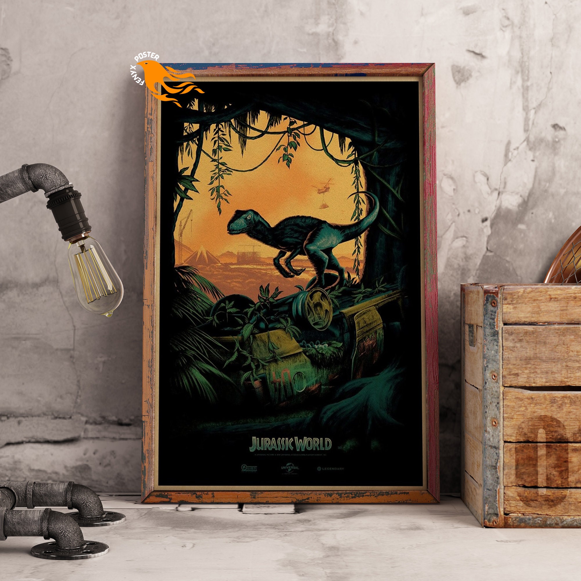 Jurassic Park Retro Poster, Kraft Paper Print, Movie Wall Art Gift sold ...