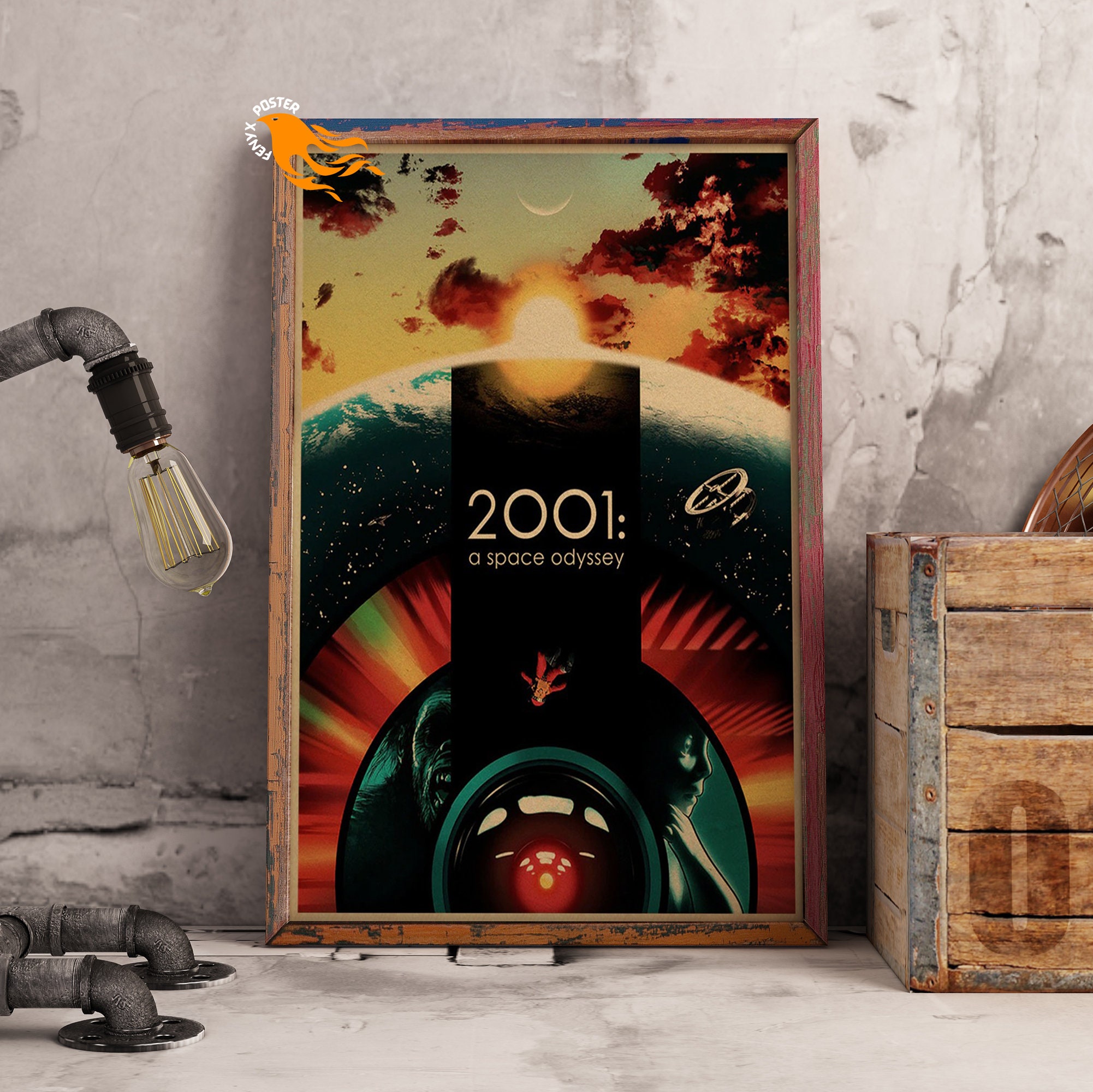 2001: A Space Odyssey Retro Poster, Kraft Paper Print, Movie Wall Art Gift