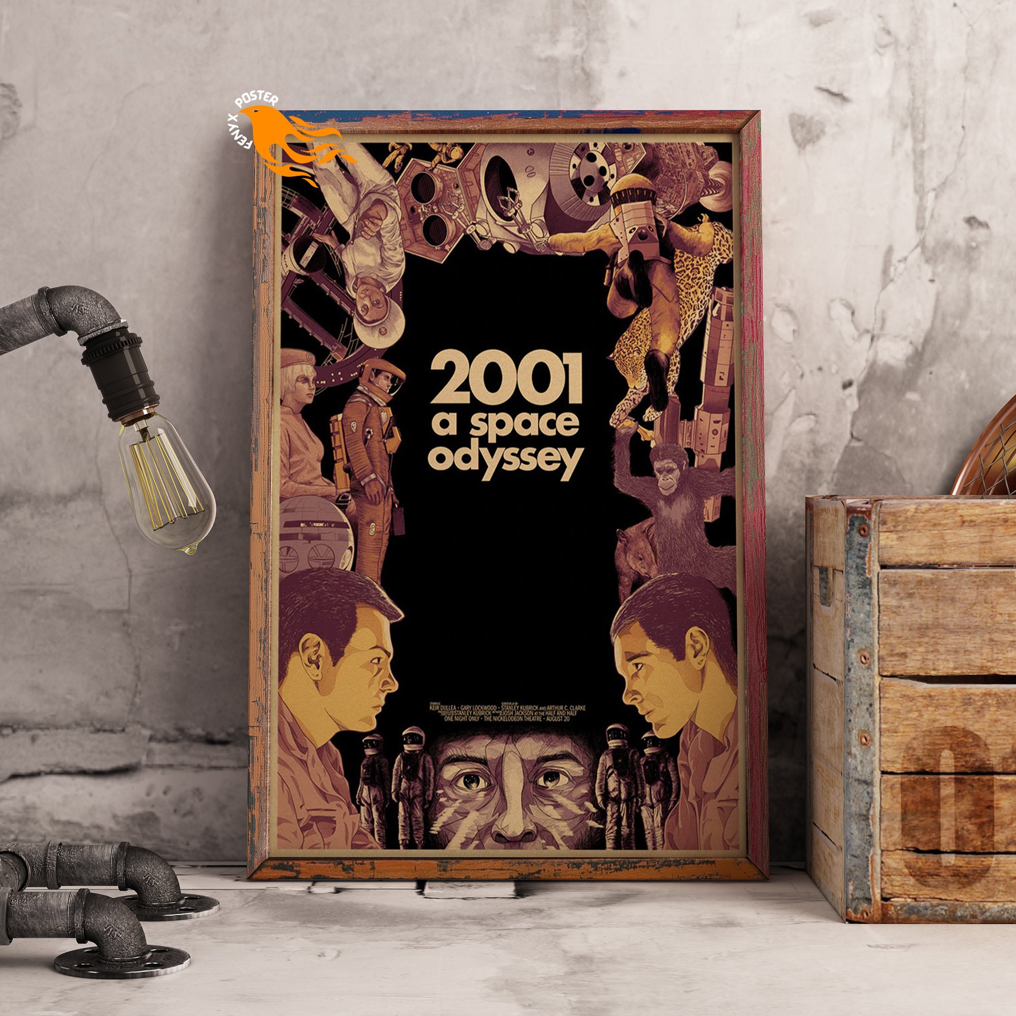 2001: A Space Odyssey Retro Poster, Kraft Paper Print, Movie Wall Art Gift