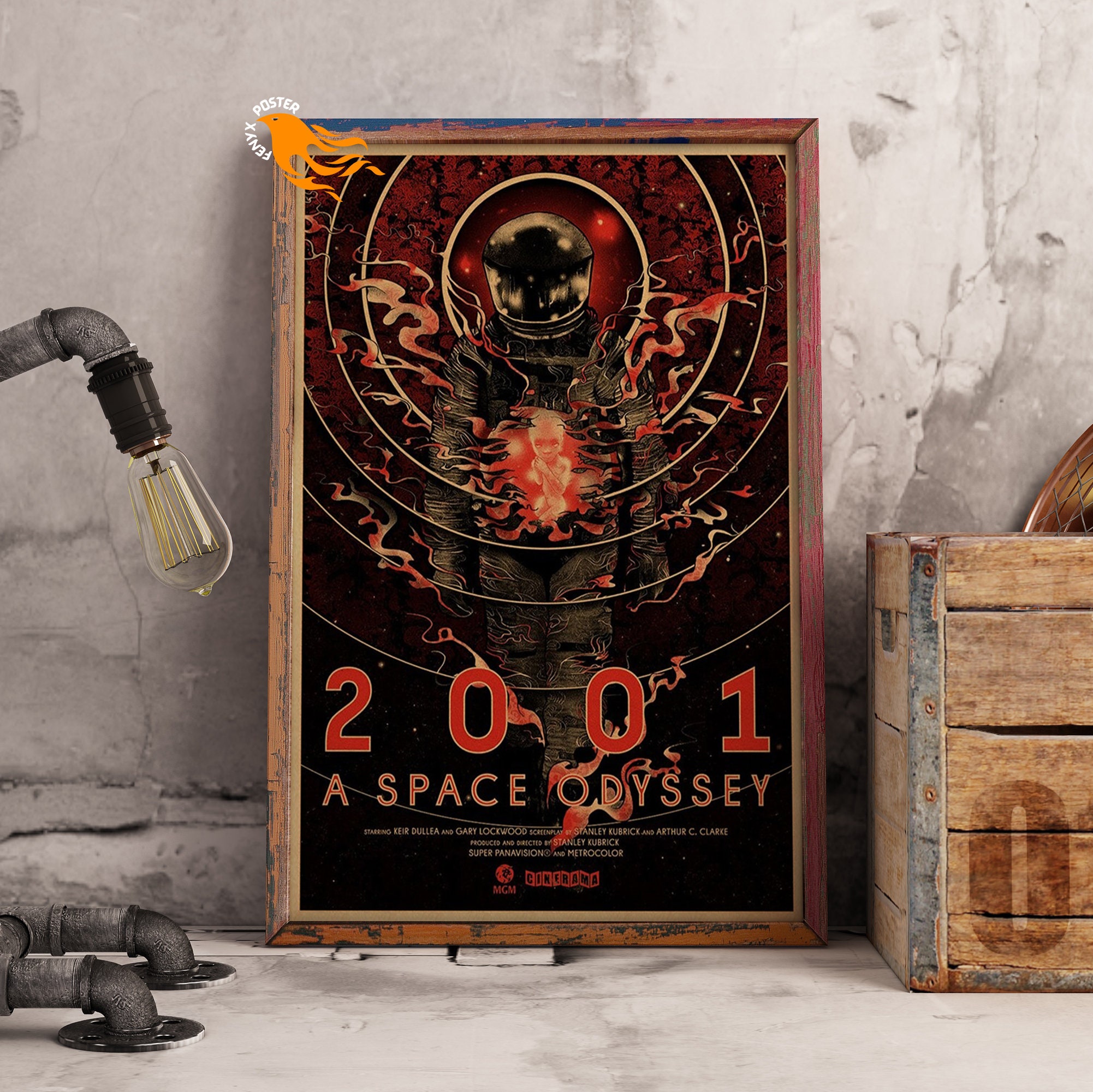 2001: A Space Odyssey Retro Poster, Kraft Paper Print, Movie Wall Art Gift