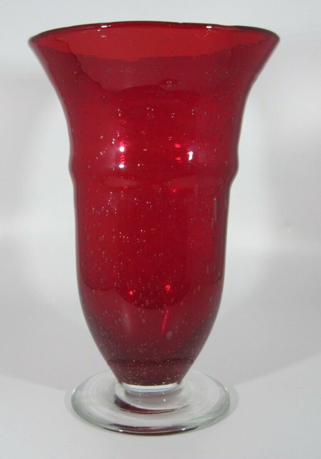 Red Tinted Glass Vase 9.5 Tall Base 4 Top Opening 6 - Etsy