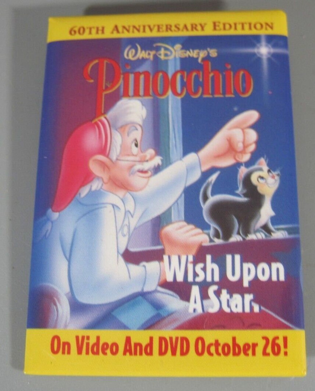 Walt Disney Pinocchio Pin Pinback Promo Button Wish Upon A Star 60th ...