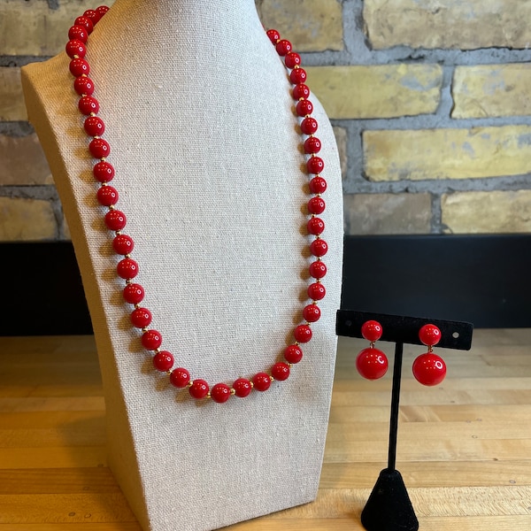 Red Bead Necklace - Etsy