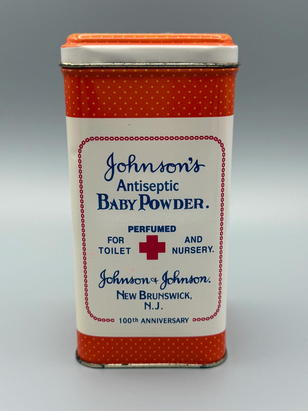 Vintage Johnson’s Antiseptic Baby Powder Tin - Cute Orange Tin for ...